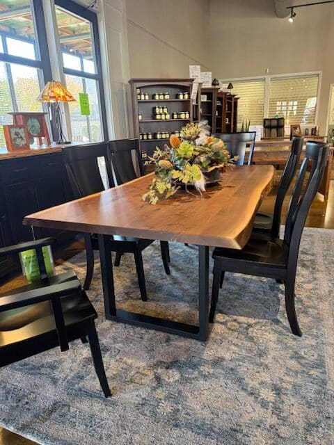 UB Series Live Edge Table + Aveda Chairs - The Amish Craftsman