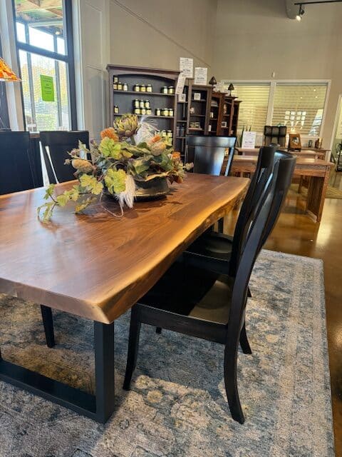 UB Series Live Edge Table + Aveda Chairs - The Amish Craftsman