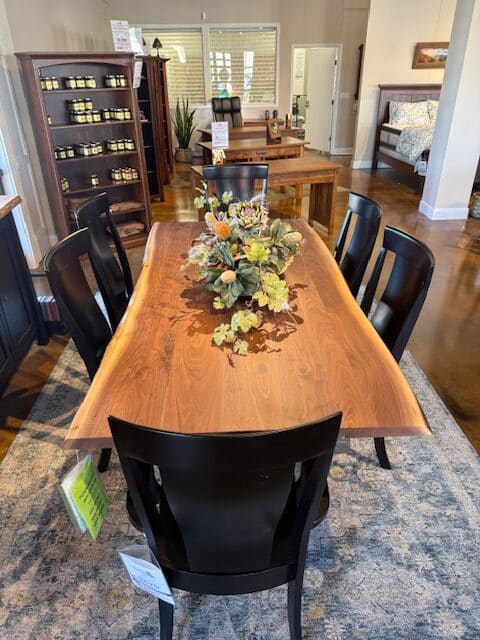 UB Series Live Edge Table + Aveda Chairs - The Amish Craftsman