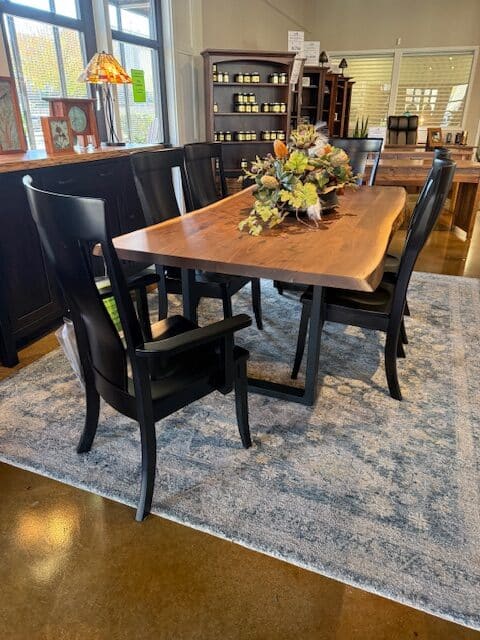 UB Series Live Edge Table + Aveda Chairs - The Amish Craftsman
